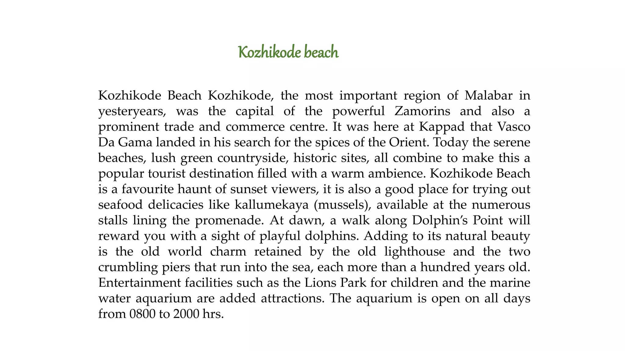 Tourist Spots In Kozhikode | PPTX