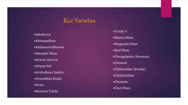 Tamilnadu Rice Varieties | PPTX