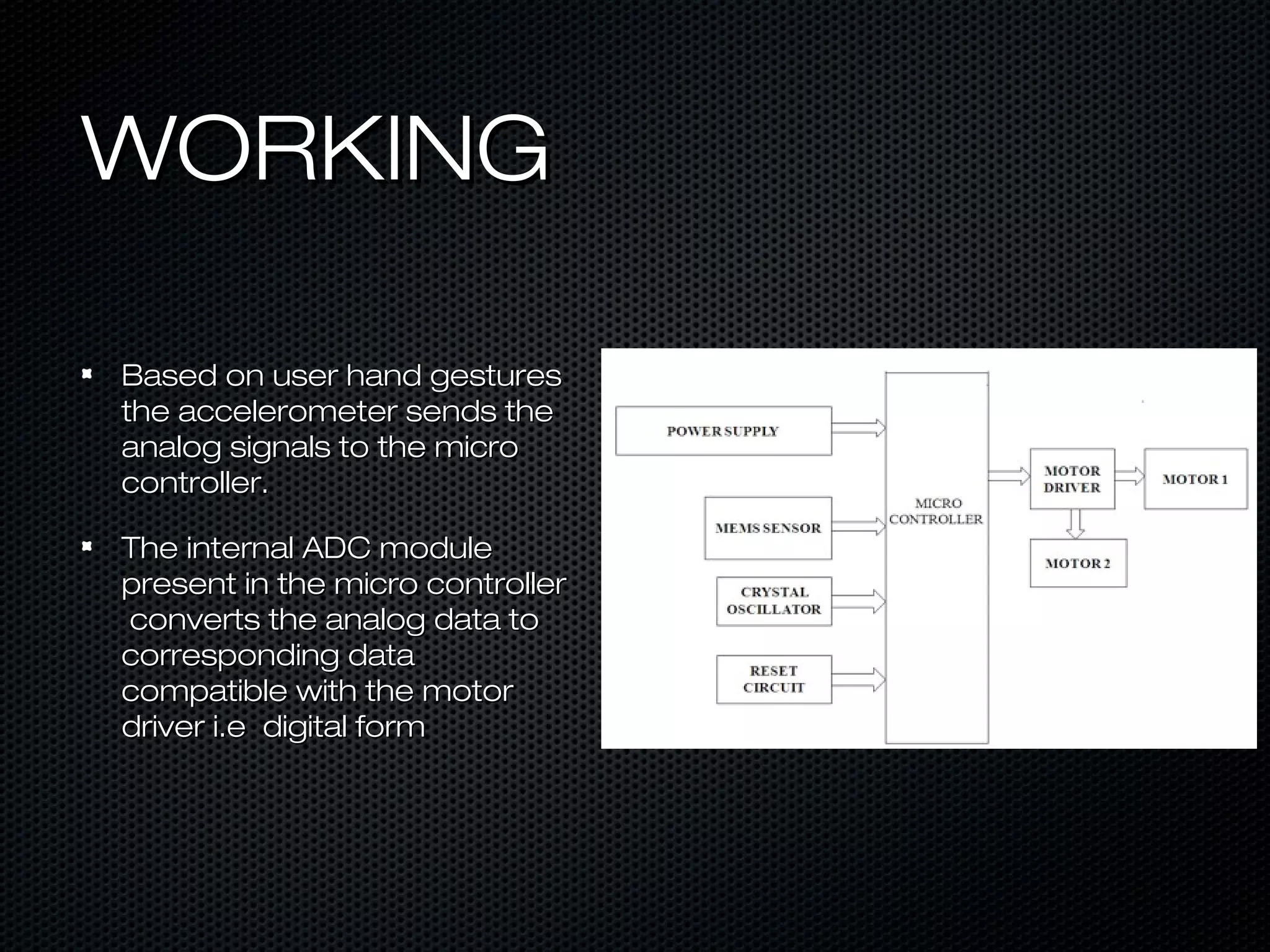 MEMS based gesture controlled robot | PPT