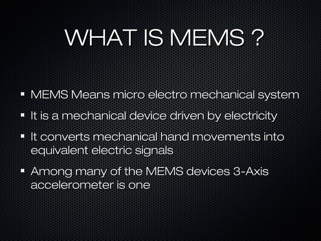 MEMS based gesture controlled robot | PPT