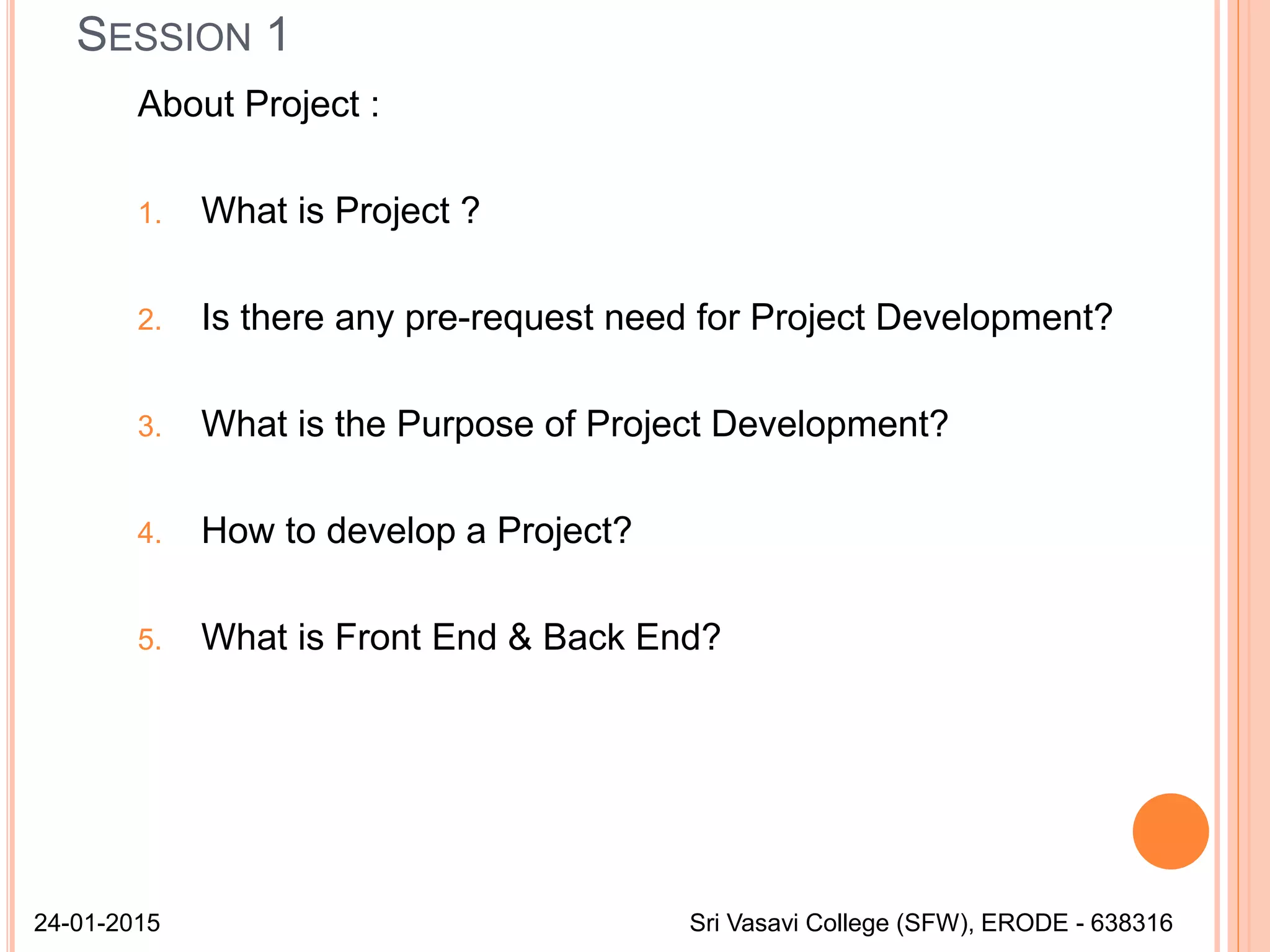 Introduction to Project Development using Visual Basic | PPTX