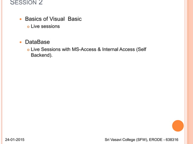 Introduction to Project Development using Visual Basic | PPTX | Databases | Computer Software ...