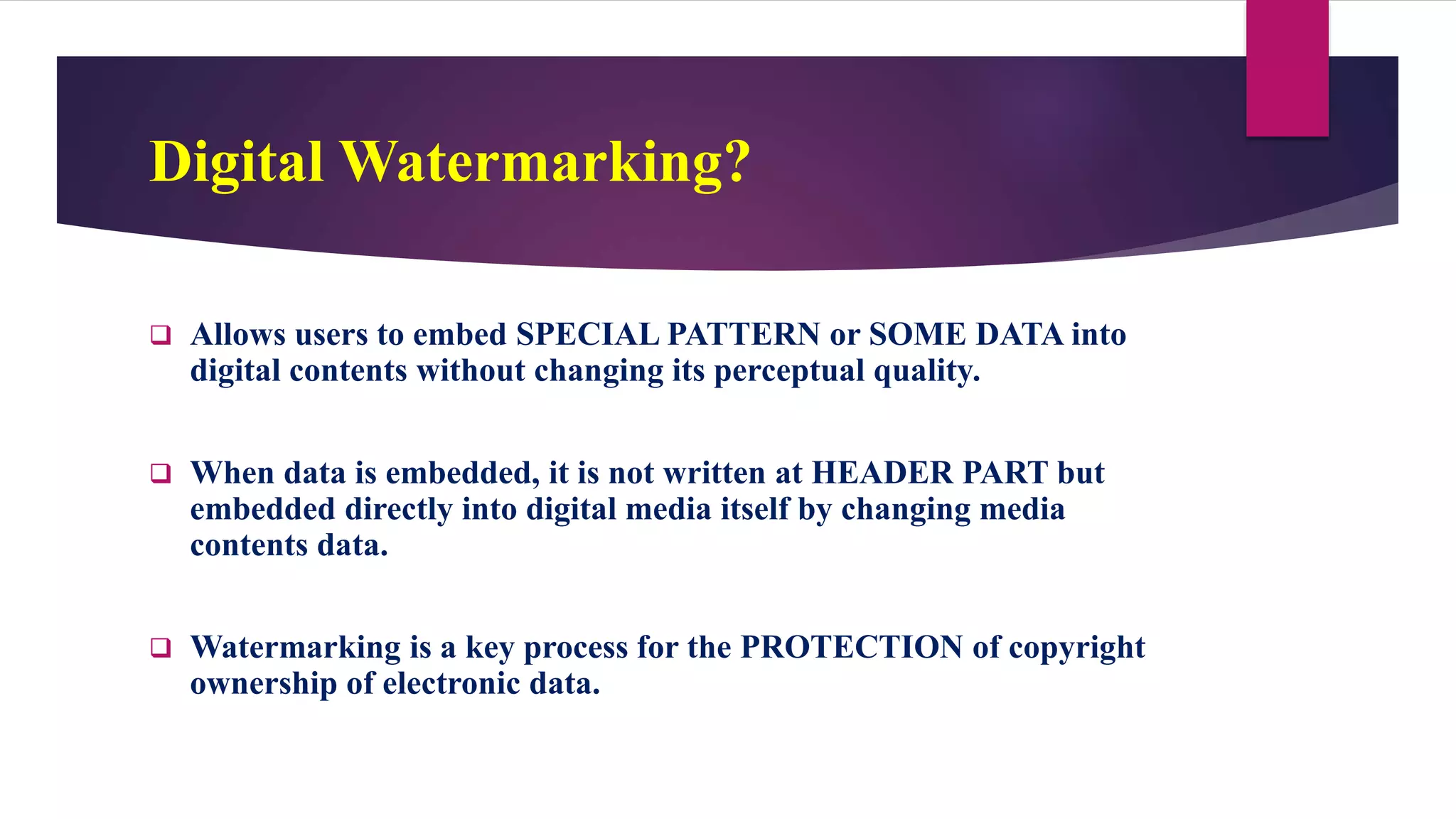 Digital Watermarking using DWT-SVD | PPTX