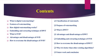 Digital Watermarking using DWT-SVD | PPTX