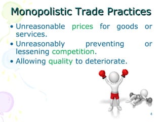 MONOPOLISTIC AND RESTRICTIVE TRADE PRACTICES(MRTP) ACT, 1969 | PPT