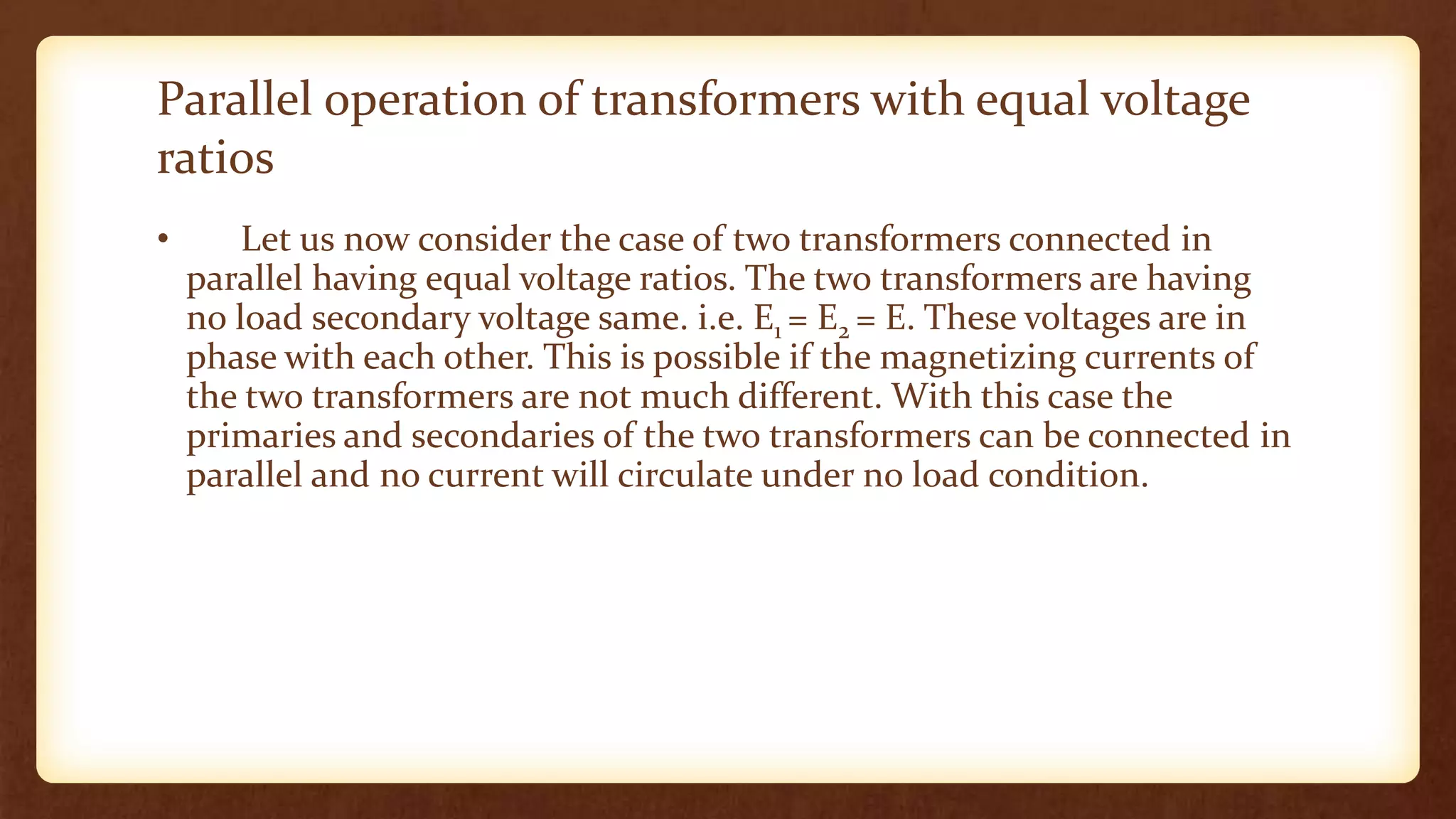 Parallel Operation Of Transformers Pptx Computer Networking Computing