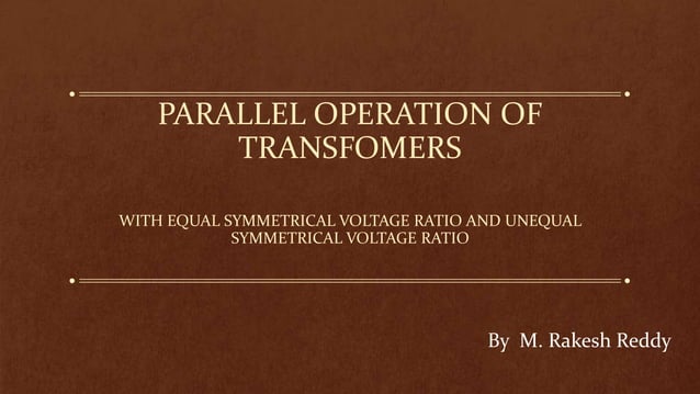 Parallel Operation Of Transformers Pptx Computer Networking Computing