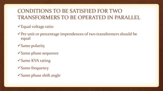 Parallel Operation of Transformers | PPTX