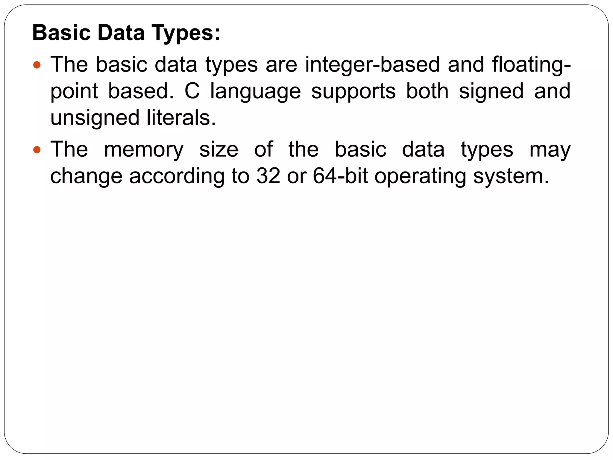 C Programming Unit 1 Ppt