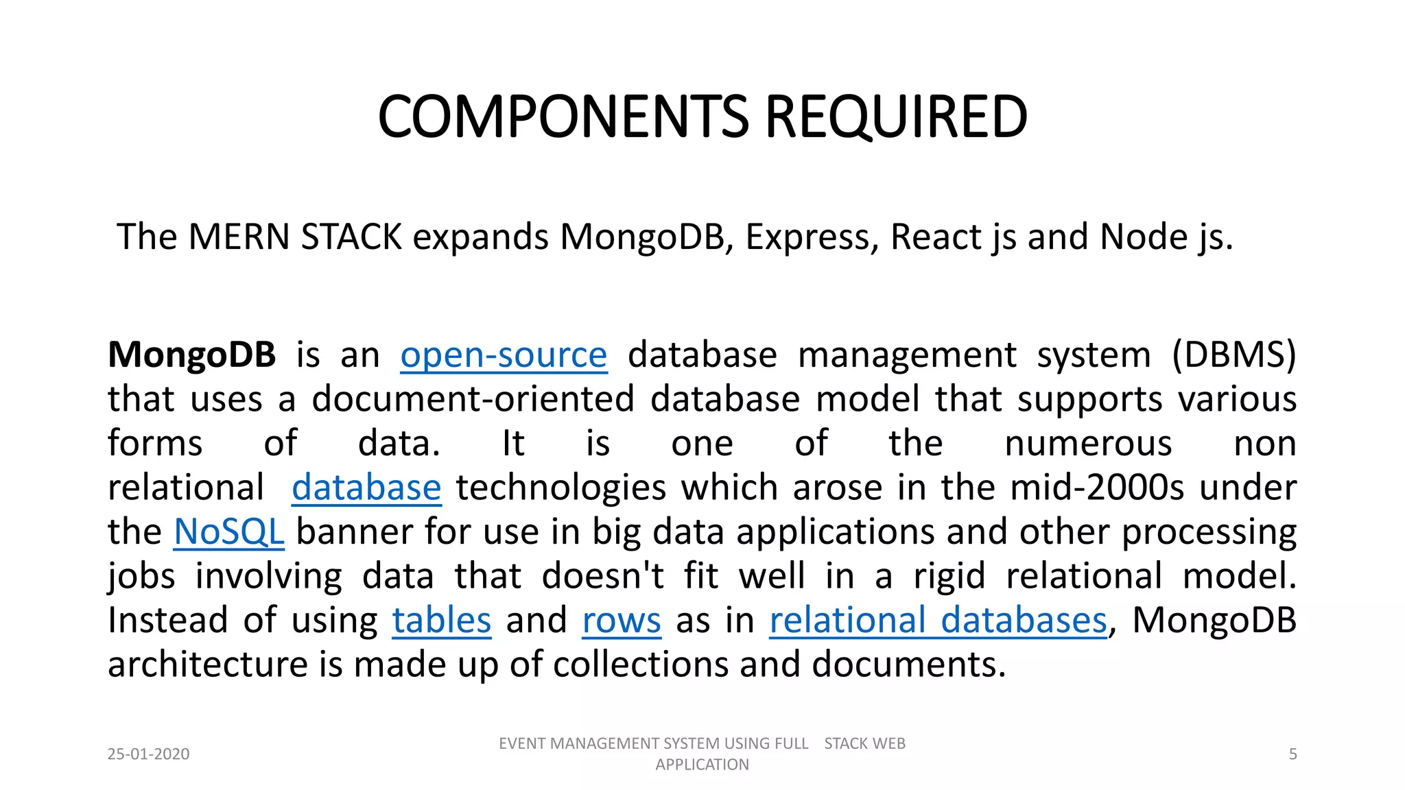 Event Management System Using Full Stack Web Application Review 1 Pptx Web Development