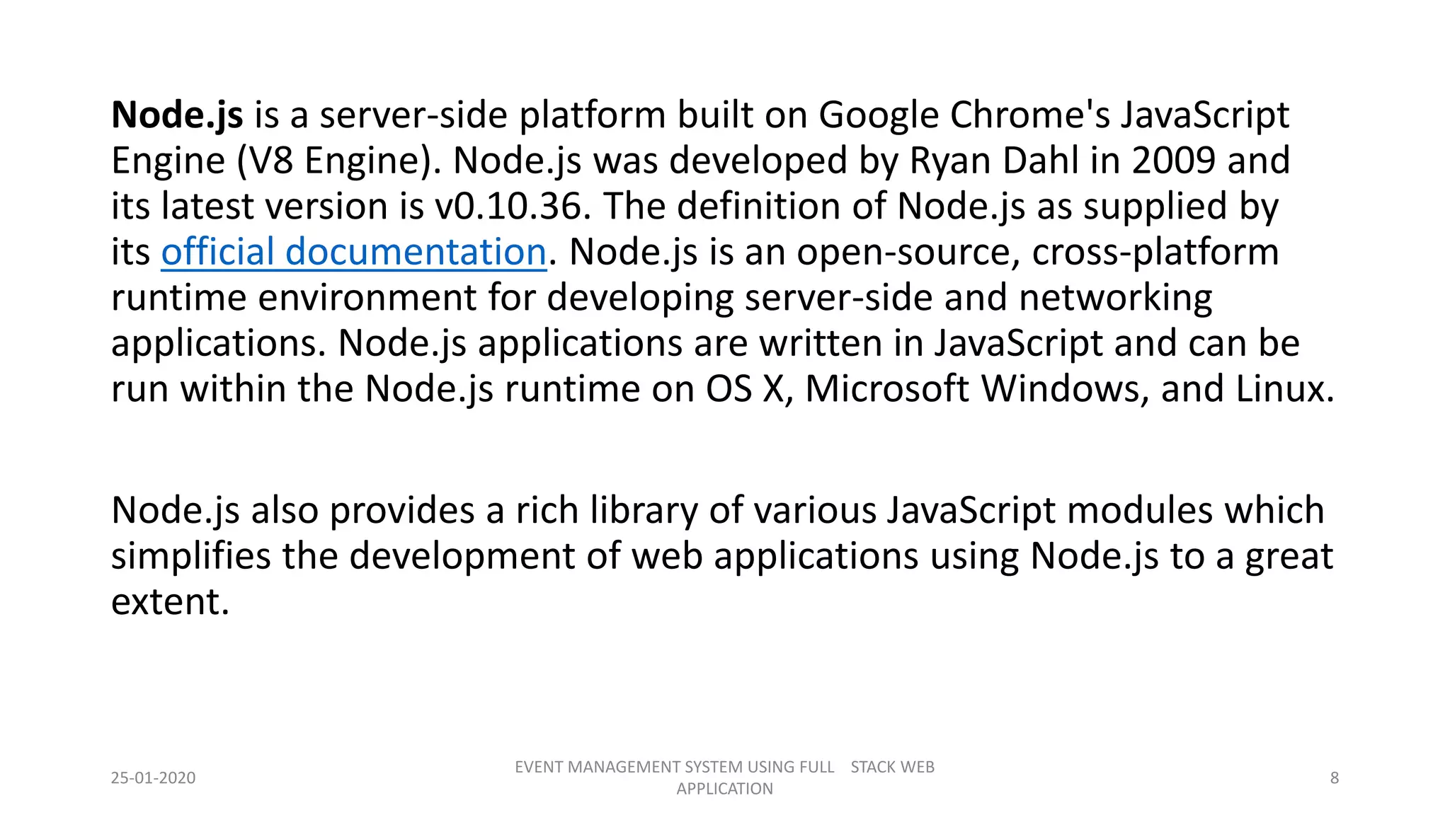 Event Management System Using Full Stack Web Application Review 1 Pptx Web Development