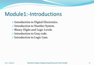 module1:Introduction to digital electronics | PPTX