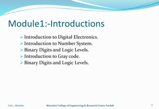 module1:Introduction to digital electronics | PPTX