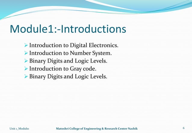 module1:Introduction to digital electronics | PPTX