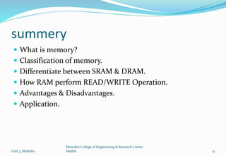 Module 1: SRAM & DRAM | PPTX