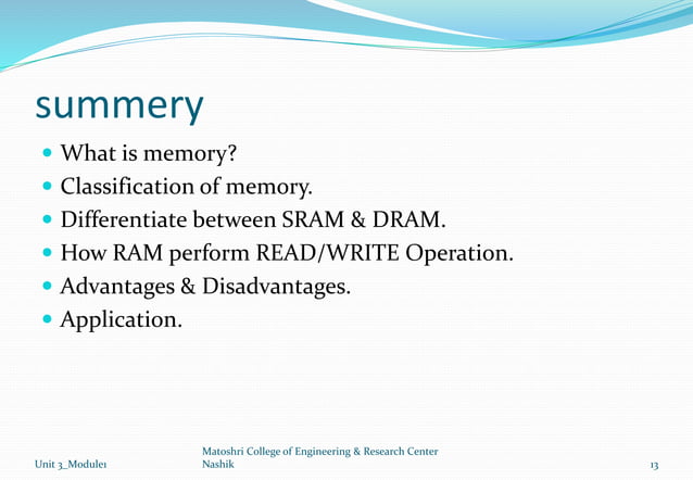 Module 1: SRAM & DRAM | PPTX