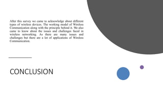 Wireless Communication – Issues, Challenges and Applications | PPTX