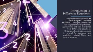 ppt1 on signal system of difference equations | PPTX