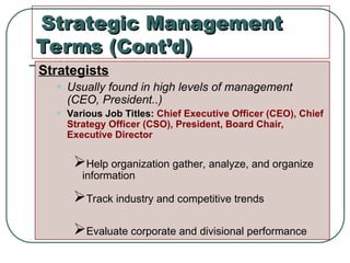 Chapter one - Strategic Management - An Overview | PPT