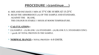 Estimation of serum total protein by various methods | PPTX