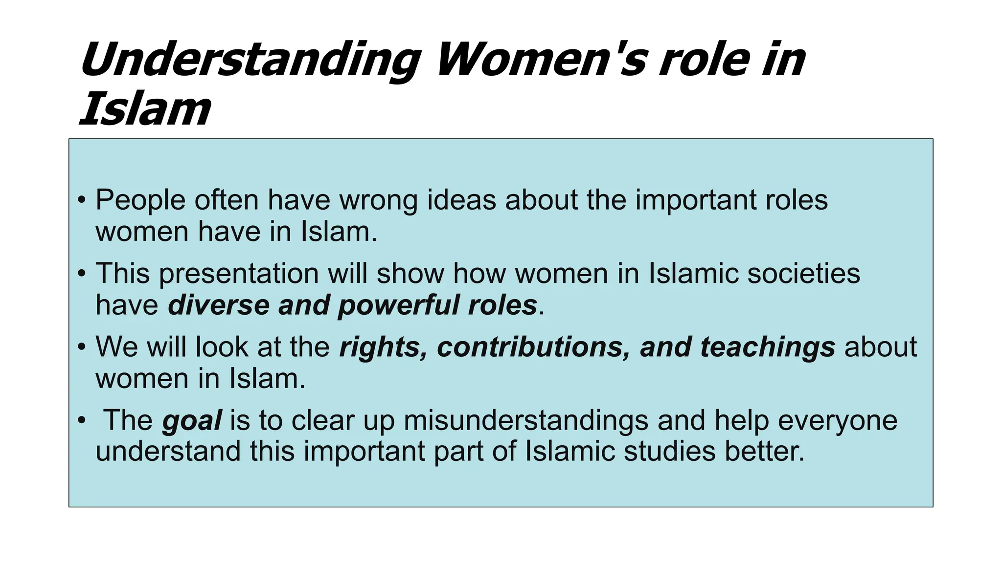 role of women in islam. powerpoint presentation. | PPTX