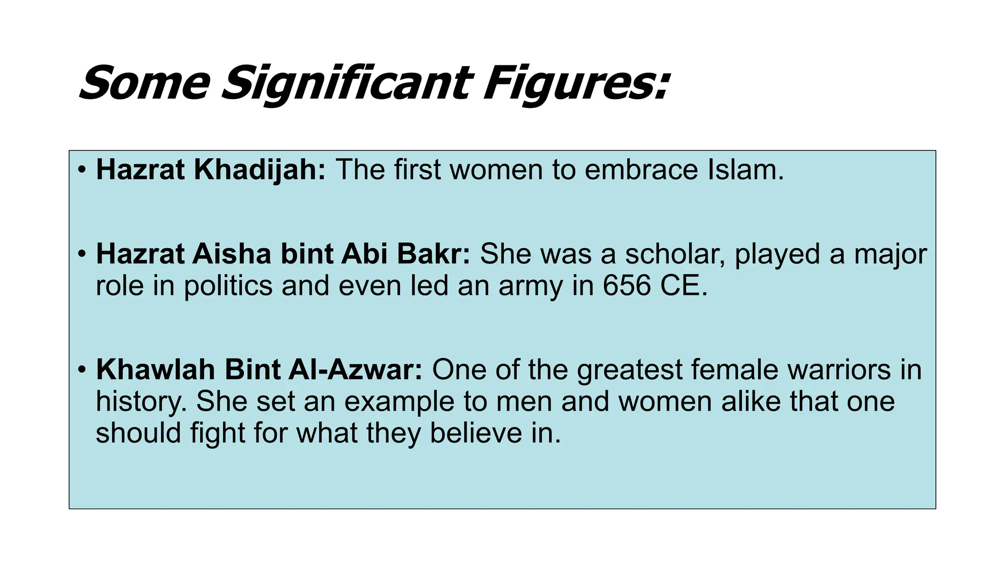 role of women in islam. powerpoint presentation. | PPTX