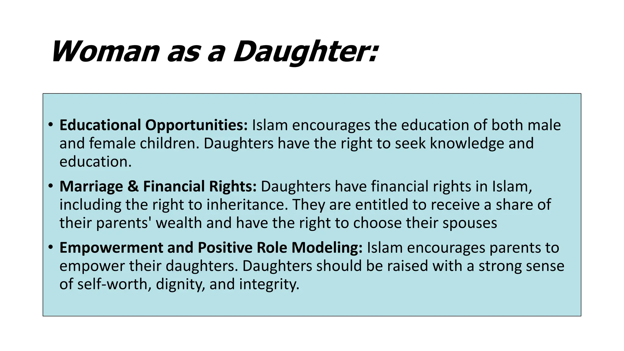 role of women in islam. powerpoint presentation. | PPTX