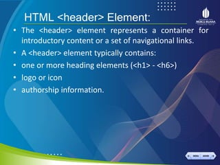 PRESENTASI PPT 10 Semantic Elements.pptx | Web Design and HTML | Internet