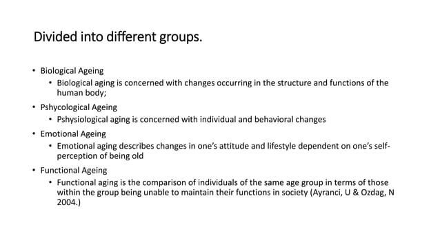 The categorization of Health and Elderly people. | PPT