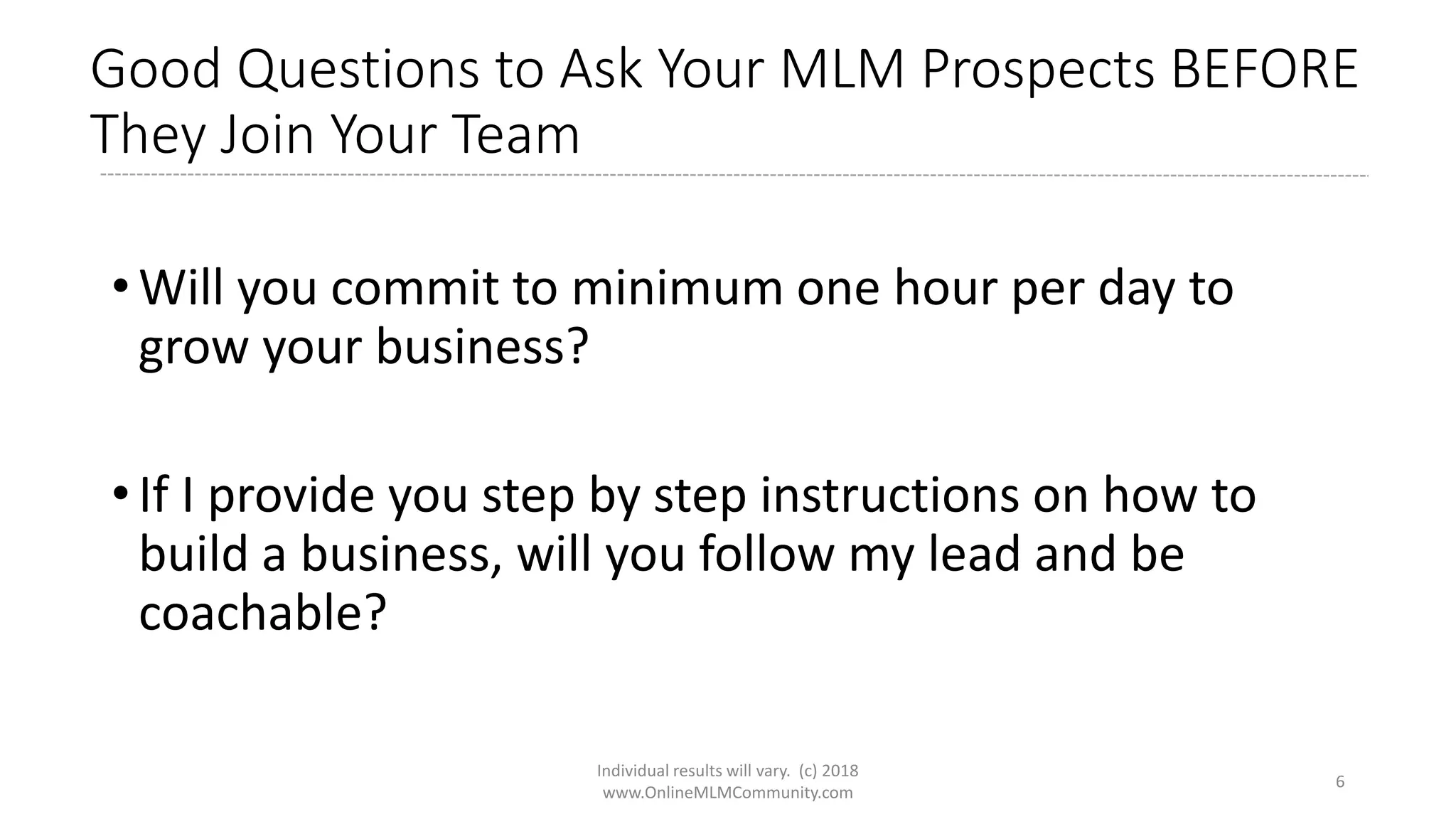 Good Questions to Ask Your MLM Prospects | PPTX