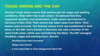 CAMBRIDGE A2 HISTORY: HITLER'S ECONOMIC CHANGES AND SOCIAL IMPACT | PPT