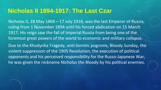 CAMBRIDGE A2 HISTORY: RUSSIAN TERROR TRADITION BEFORE STALIN - TSARS ...