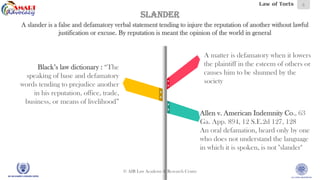 Defamation-Meaning & Nature | PDF