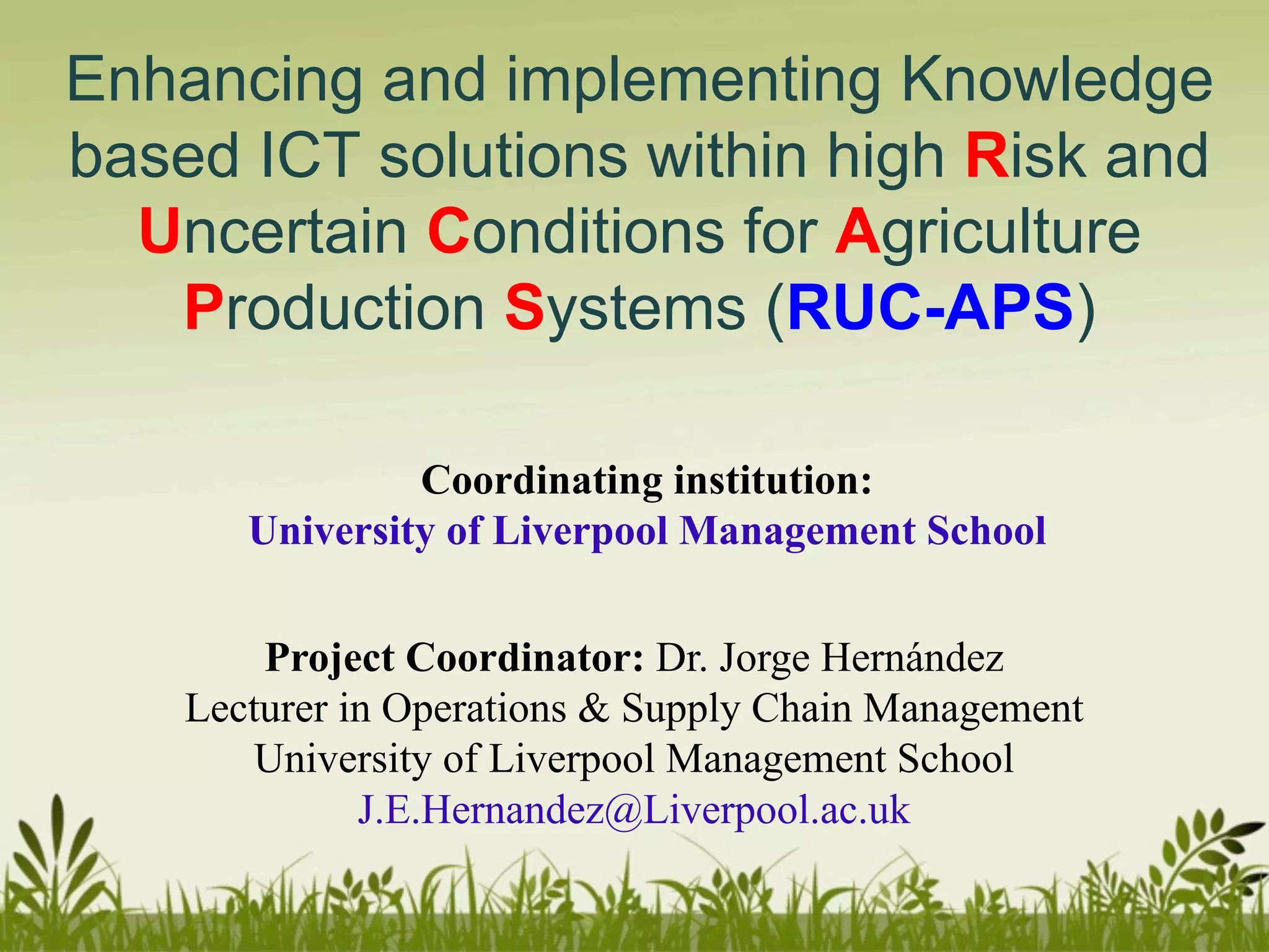 H2020-RUC-APS-PROJECT-SUMMARY | PPT