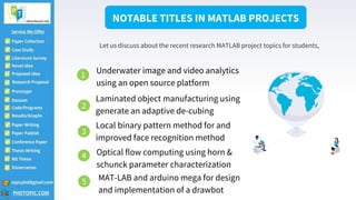 MATLAB Project Topics for Students | PPTX | Technology & Computing