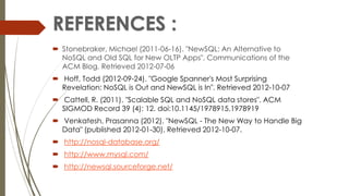 NewSQL: The Best of Both "OldSQL" and "NoSQL" | PPT