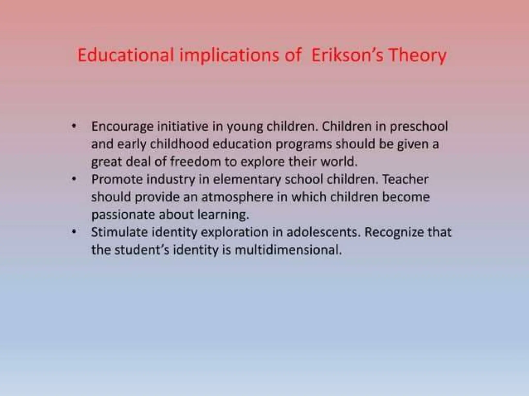Erikson's psychological theory of psychological development of a child ...