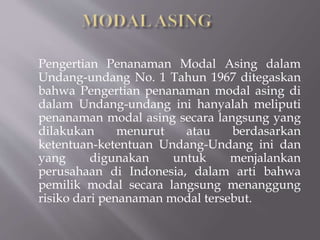 Ppt 13 modal asing dan utang luar negri | PPTX
