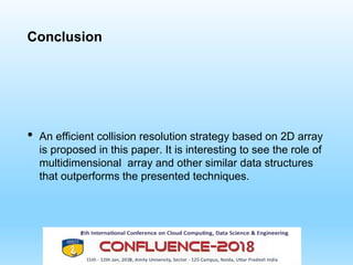 MATRIX HASHING WITH TWO LEVEL OF COLLISION RESOLUTION | PPT