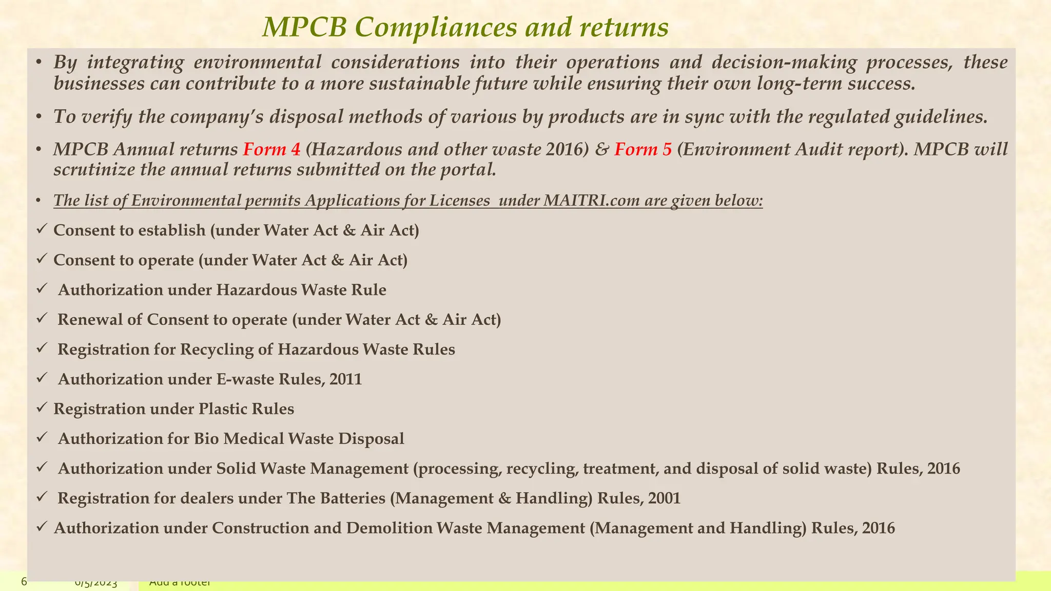 MPCB Compliance detailed presentation upload | PDF