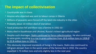 CAMBRIDGE A2 HISTORY: STALIN ECONOMIC AIMS - COLLECTIVISATION AND ...
