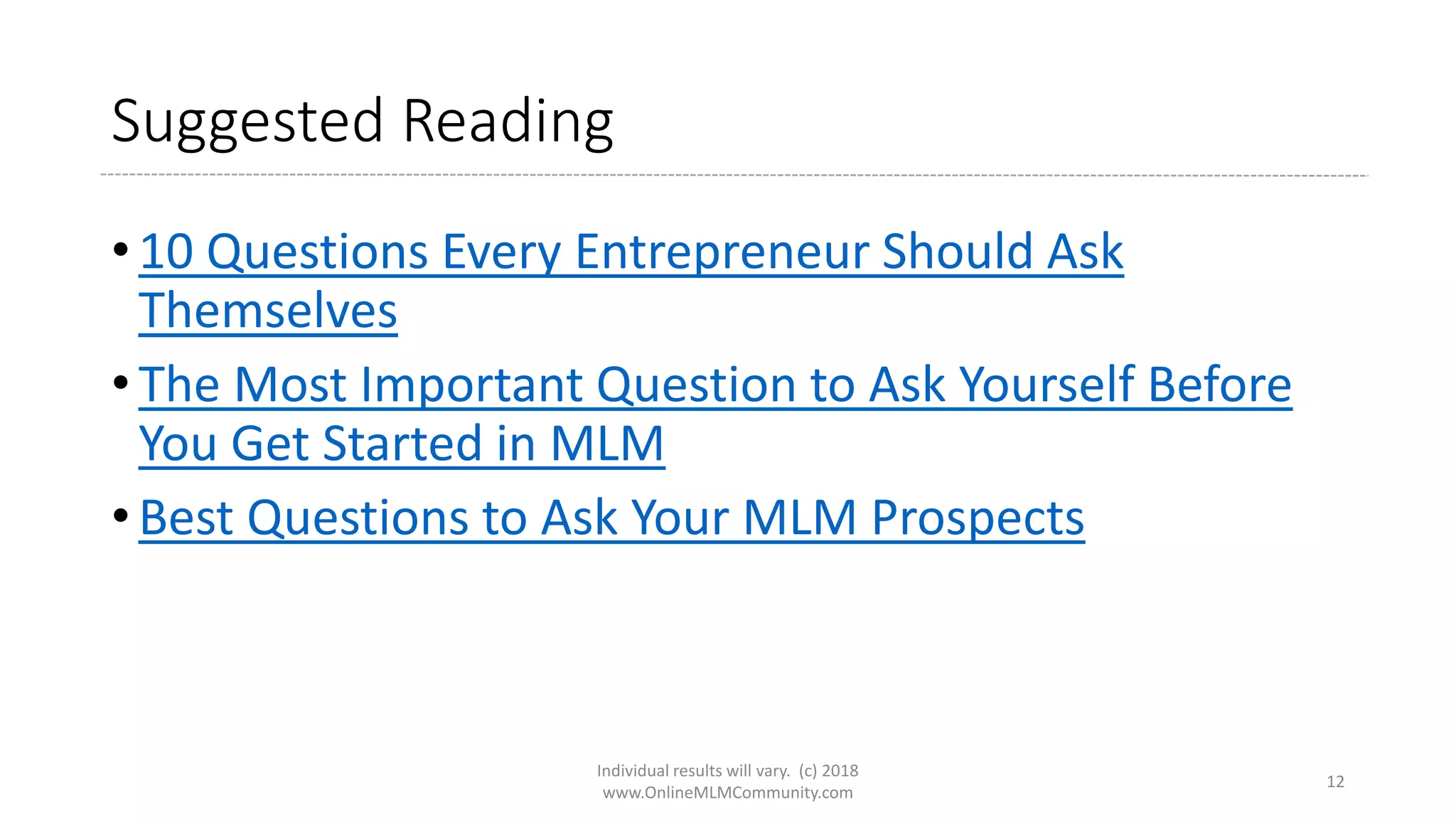 Three Questions to Ask Your Potential MLM Sponsor | PPTX