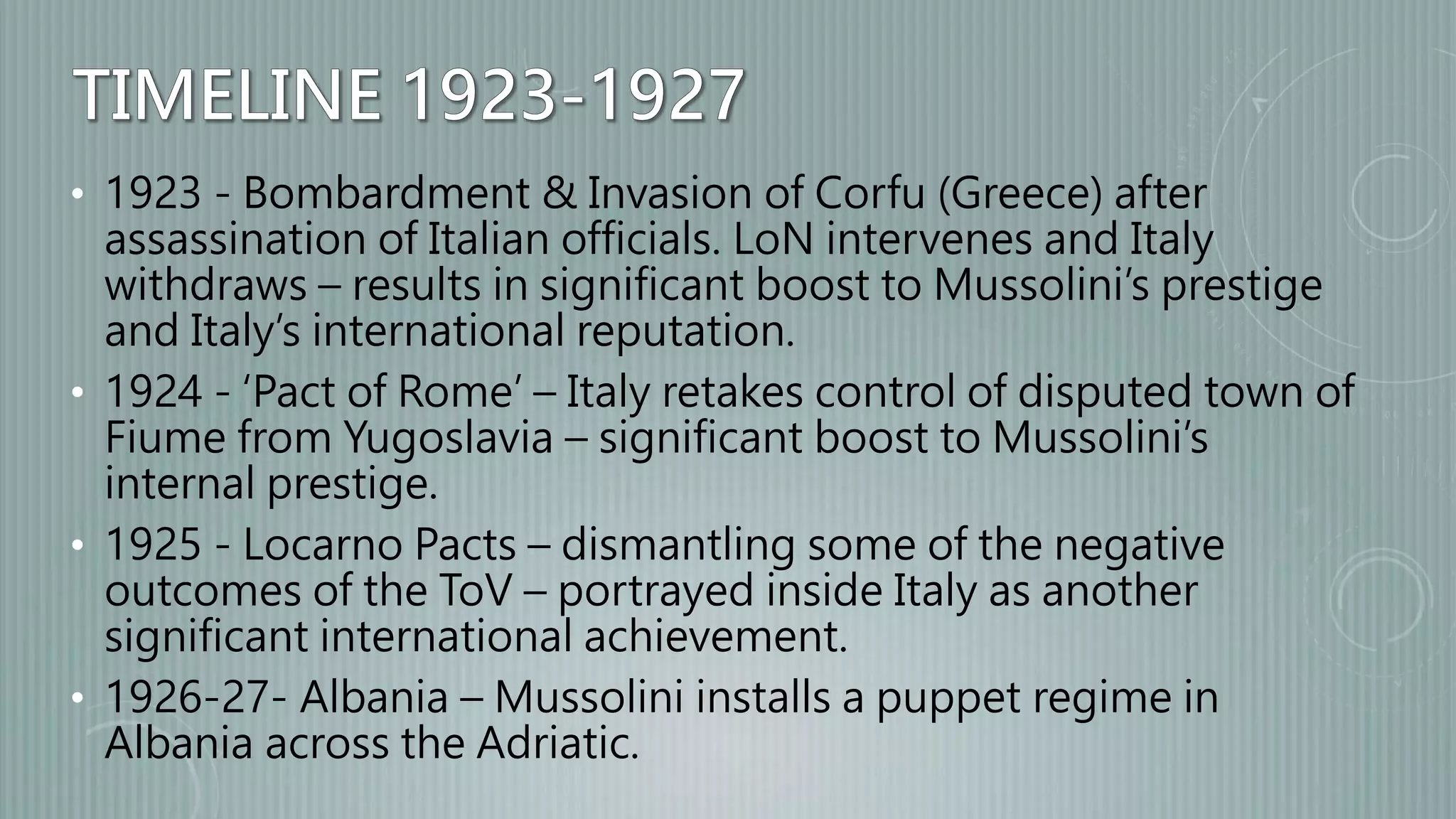 CAMBRIDGE AS HISTORY: AIMS MUSSOLINI FOREIGN POLICY | PPTX