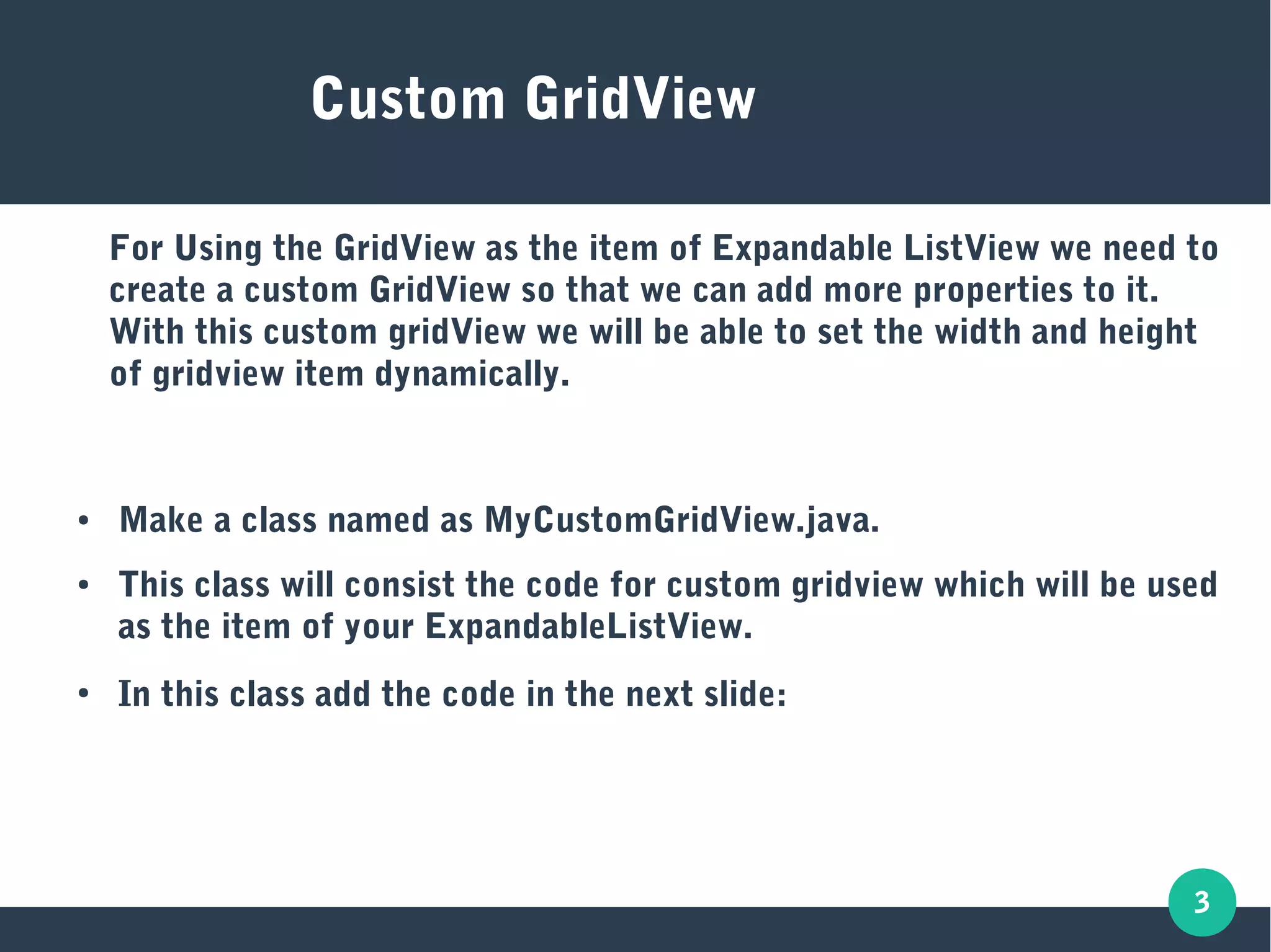 ExpandableListView and GridView | PPT ExpandableListView and GridView | PPT