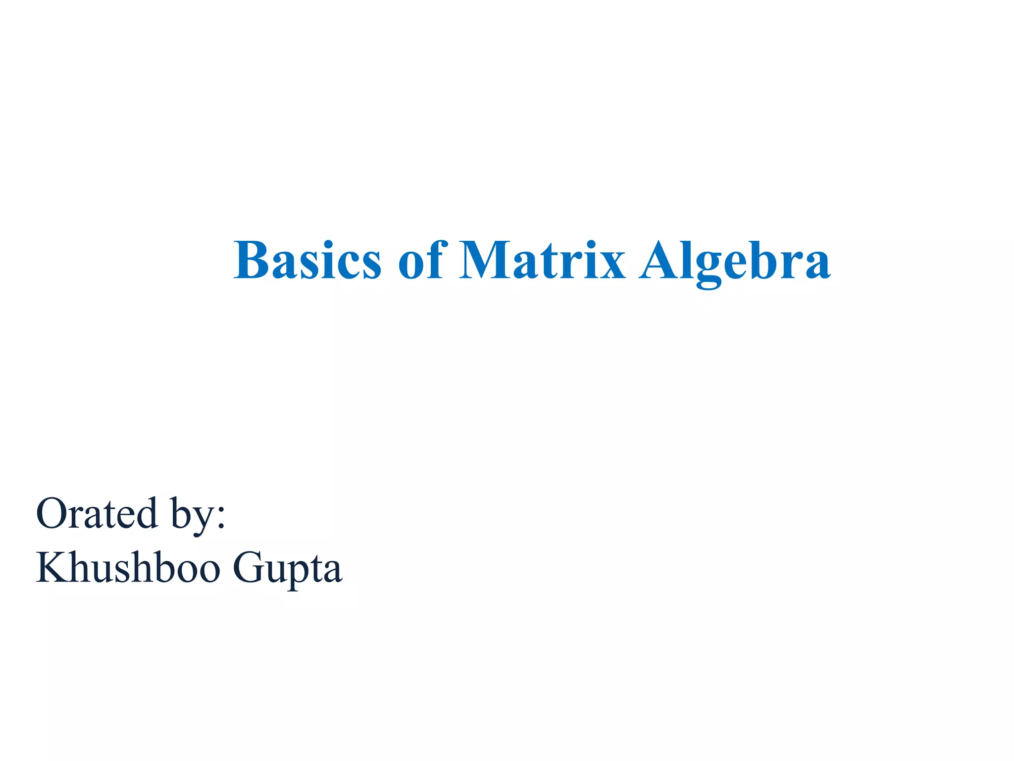 matrix algebra | PPTX