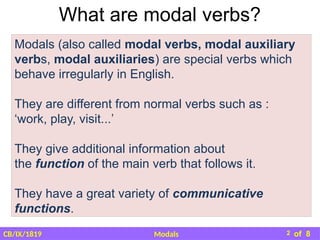 Modal Class 9th PPT for reference. Important notes of Modals included ...