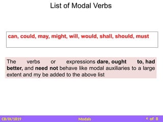 Modal Class 9th PPT for reference. Important notes of Modals included ...