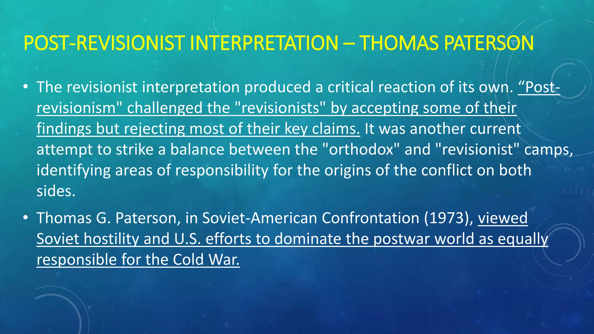 CAMBRIDGE A2 HISTORY: THE MAIN INTERPRETATIONS OF THE COLD WAR AND A ...