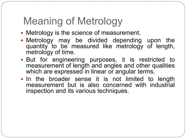 PPT1 metrology introduction to metrology | PDF | Manufacturing Industry | Industries