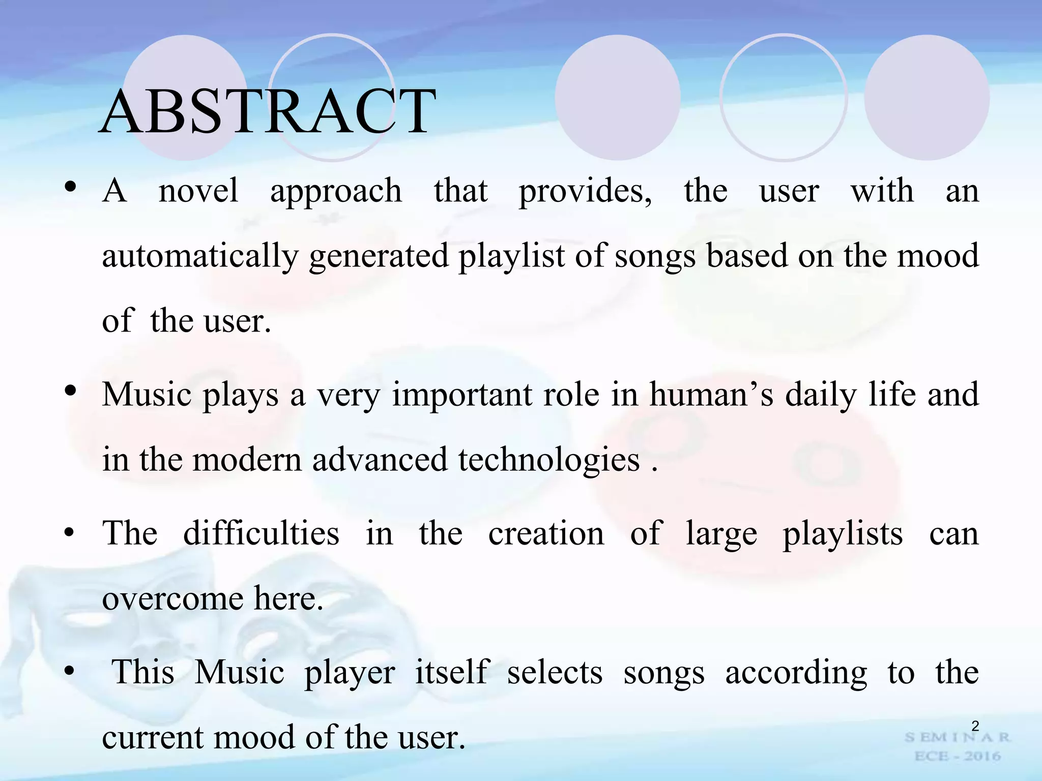 Emotion based music player | PPTX
